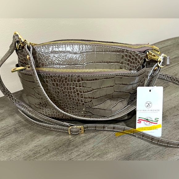 Divina Firenze | Bags | New Divina Firenze Lilla Leather Croc Embossed ...
